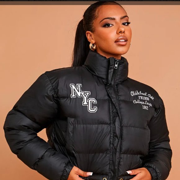 Jackets & Coats | Nyc Embroidered Cropped Puffer Jacket | Poshmark